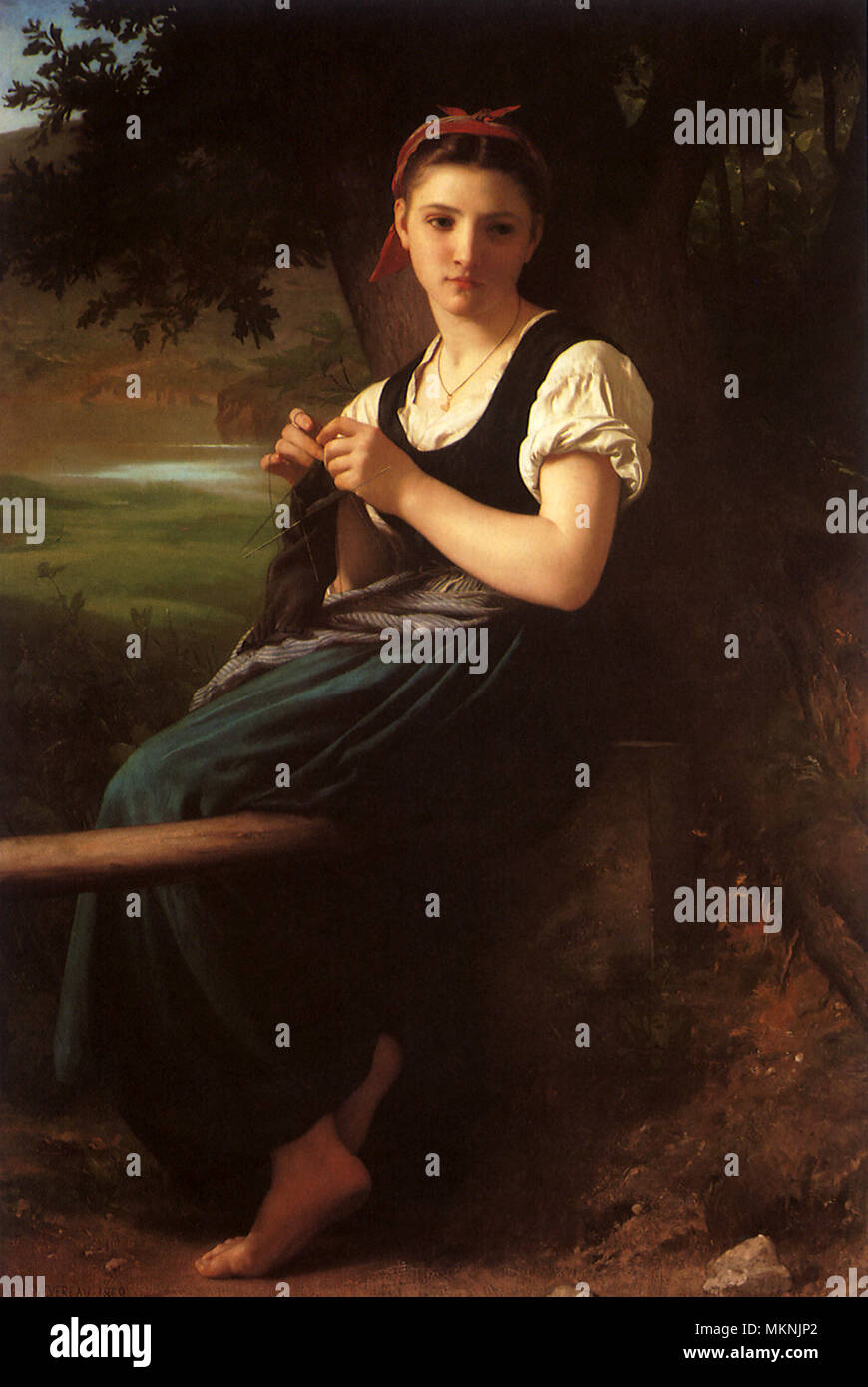 The Knitting Girl Stock Photo - Alamy