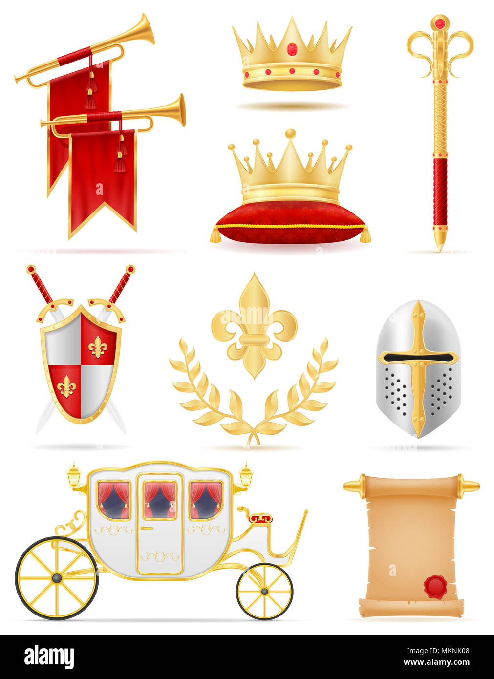 king royal golden attributes of medieval power vector illustration ...