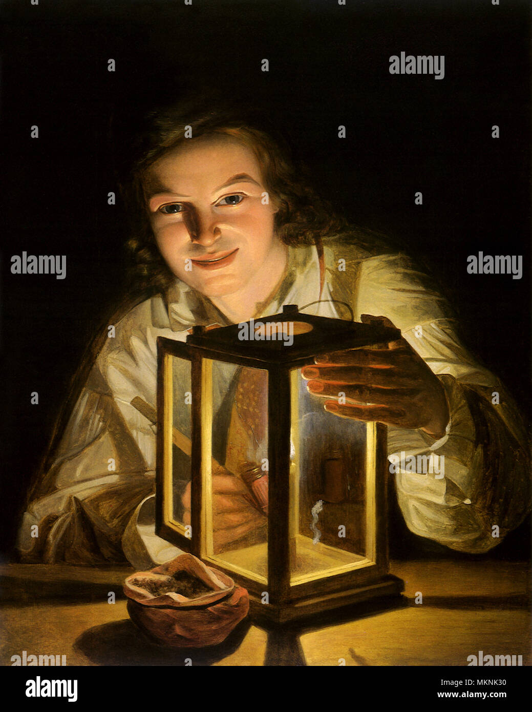 The Boy Farmhand with a Lantern Stock Photo - Alamy