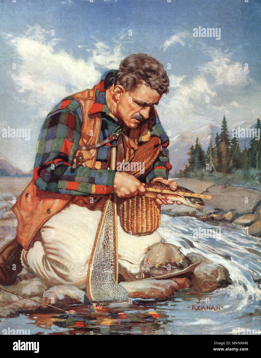 Man Measuring Fish Stock Photo - Alamy