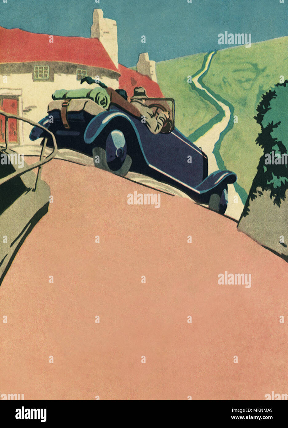 Blue Car on Slope Stock Photo - Alamy