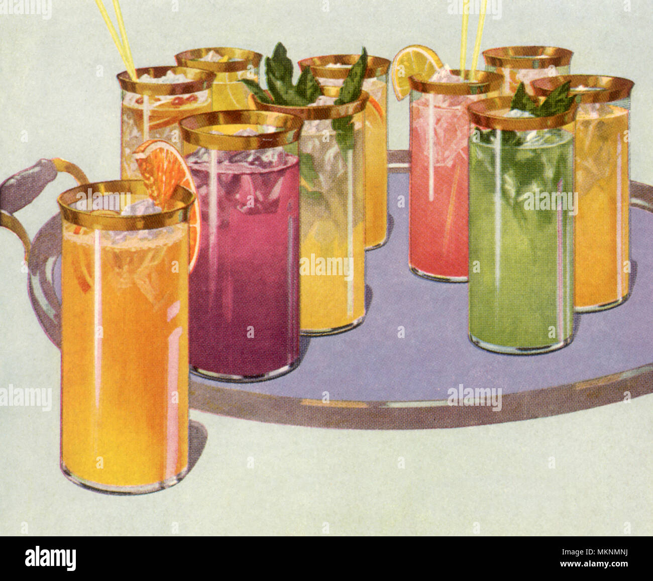 Tray of Juice Drinks Stock Photo - Alamy