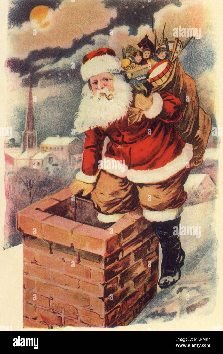 Rooftop chimney santa hi-res stock photography and images - Alamy