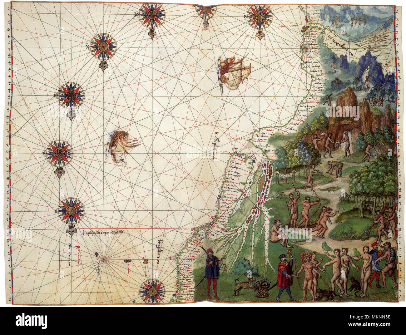 Map of SE South America 1547 Stock Photo - Alamy