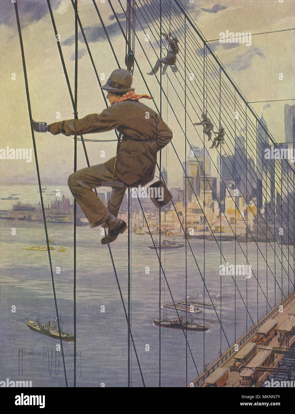 Brooklyn bridge construction workers hi-res stock photography and ...