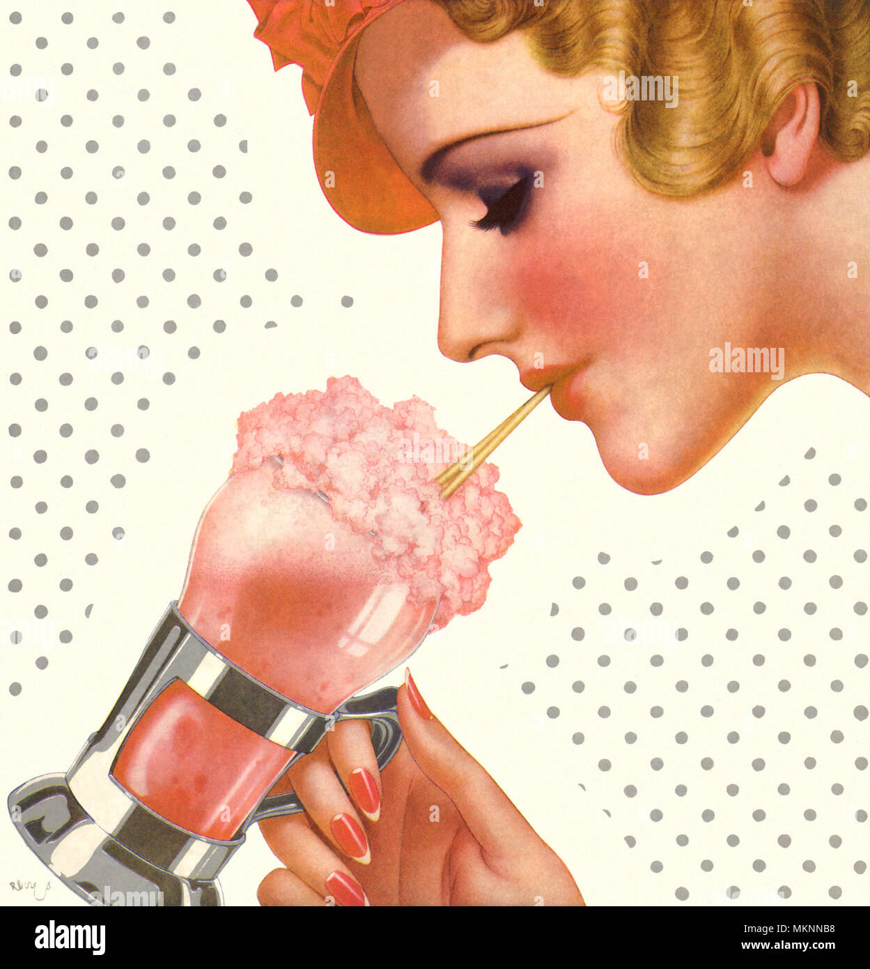 Woman Sips Soda Stock Photo - Alamy