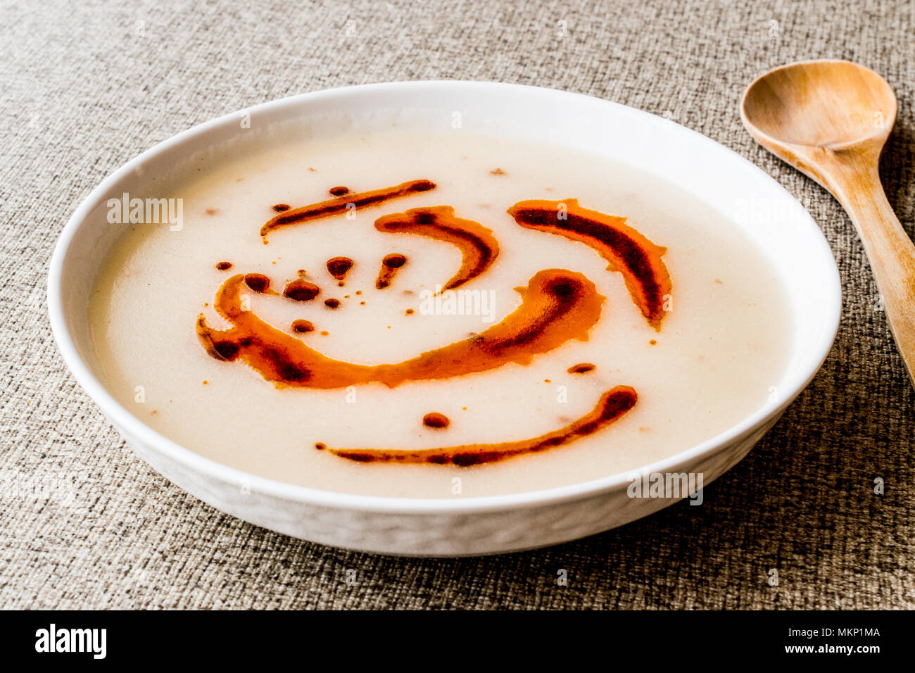 Turkish Soup Dugun Corbasi with fried butter sauce. traditional turkish ...