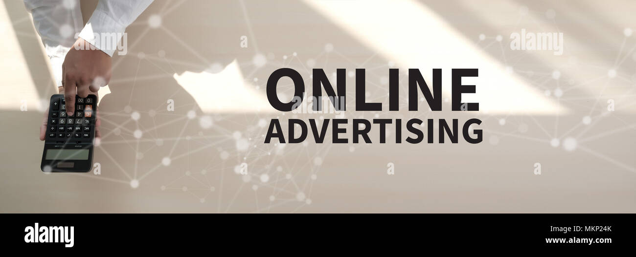 ONLINE ADVERTISING Business team work with financial reports banner ...