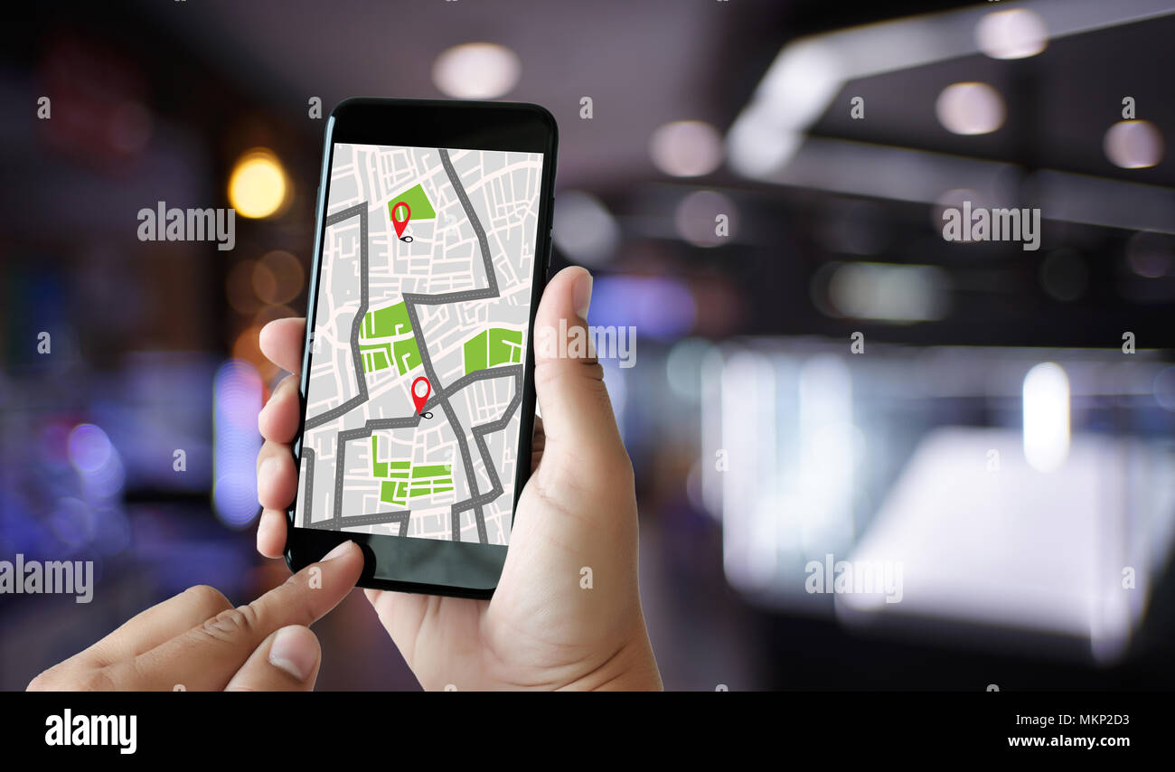 GPS Map to Route Destination network connection Location Street Map ...