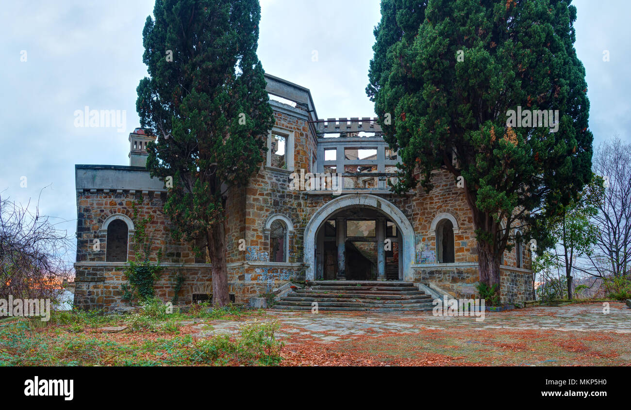 Yard and building of the abandoned old mansion called Dacha Kvitko in ...