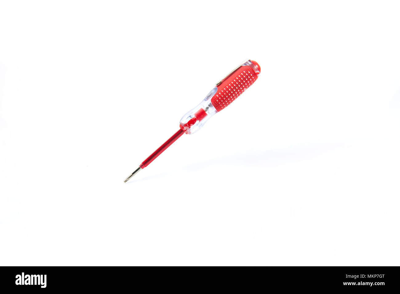 Electrical screw driver, color red with grip, Isolated white background ...