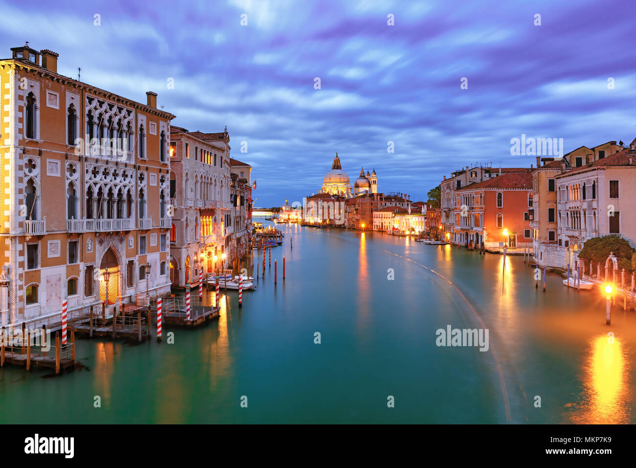 Grand canal at night in Venice, Italy Stock Photo - Alamy