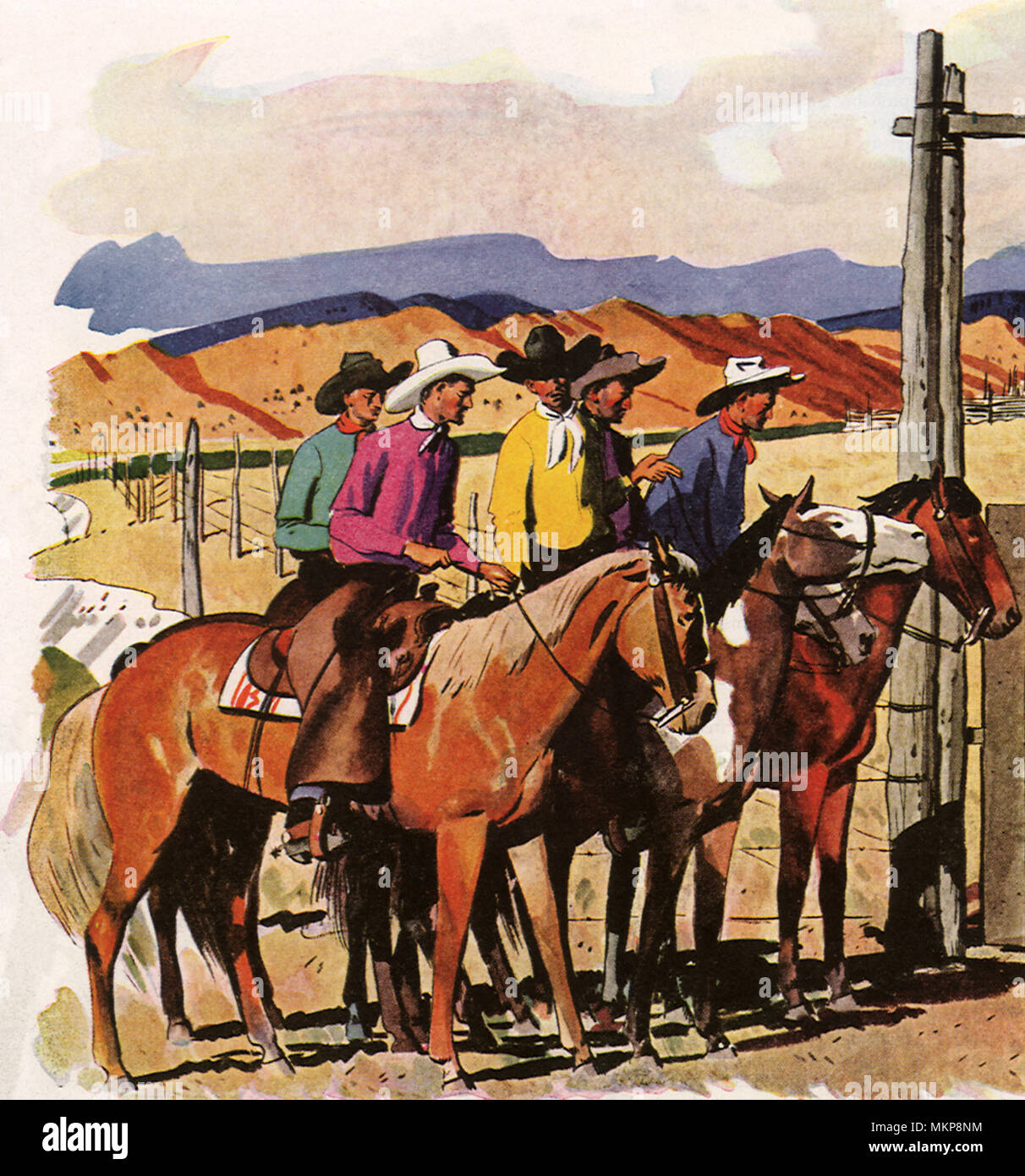 Cowboys at the Ranch Stock Photo - Alamy