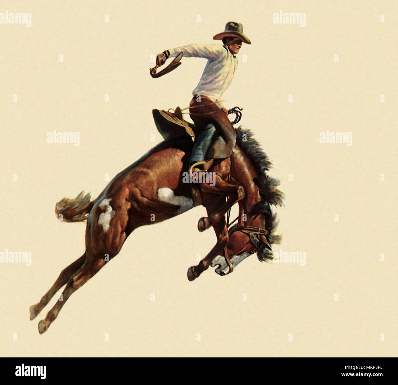 Cowboy On Bucking Horse Stock Photos & Cowboy On Bucking Horse Stock ...