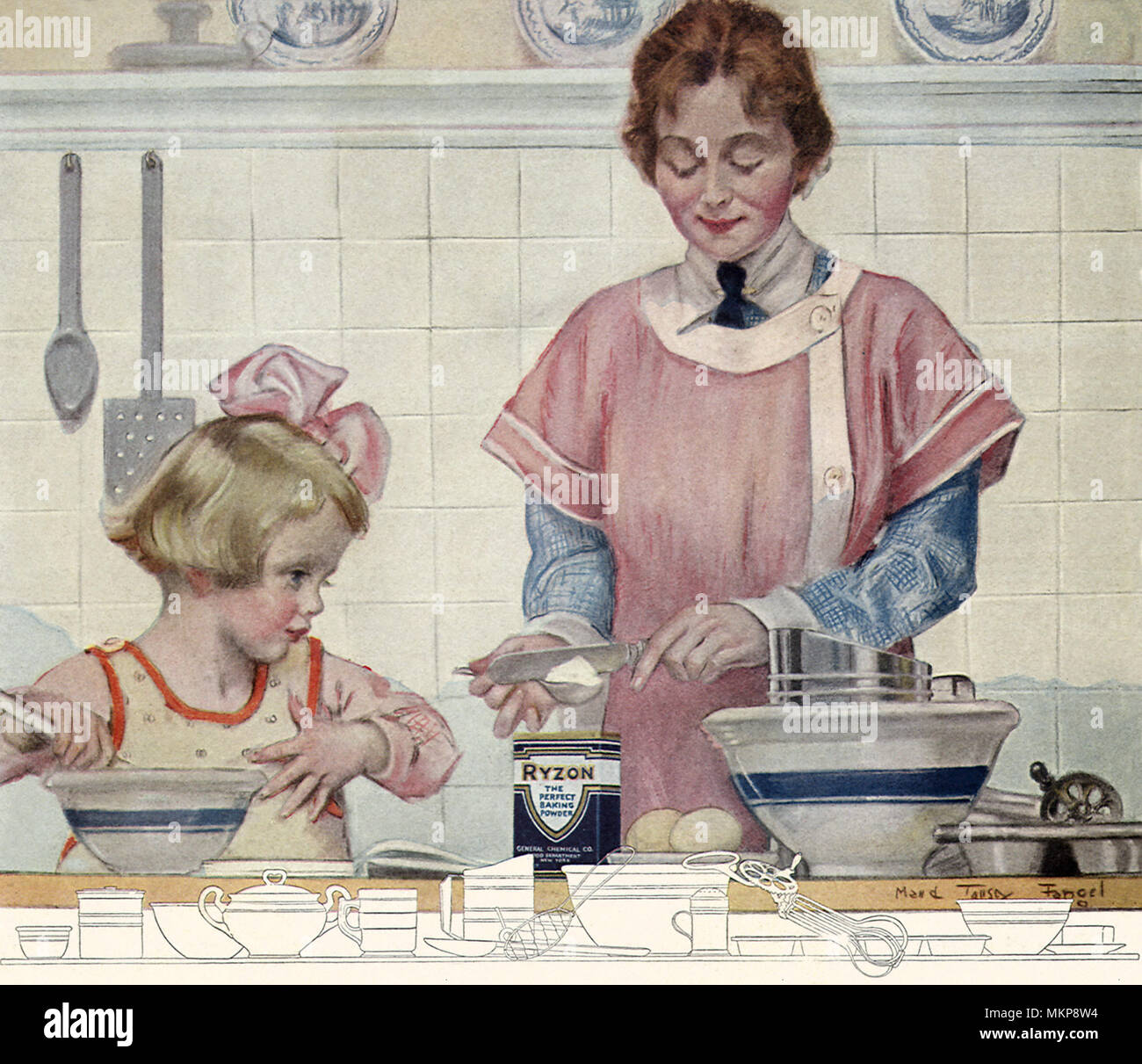 Girl helps Mother with Dinner Stock Photo - Alamy