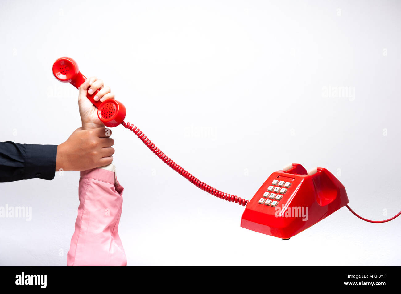 Pull up someone's hand while using the telephone, hand holding ...