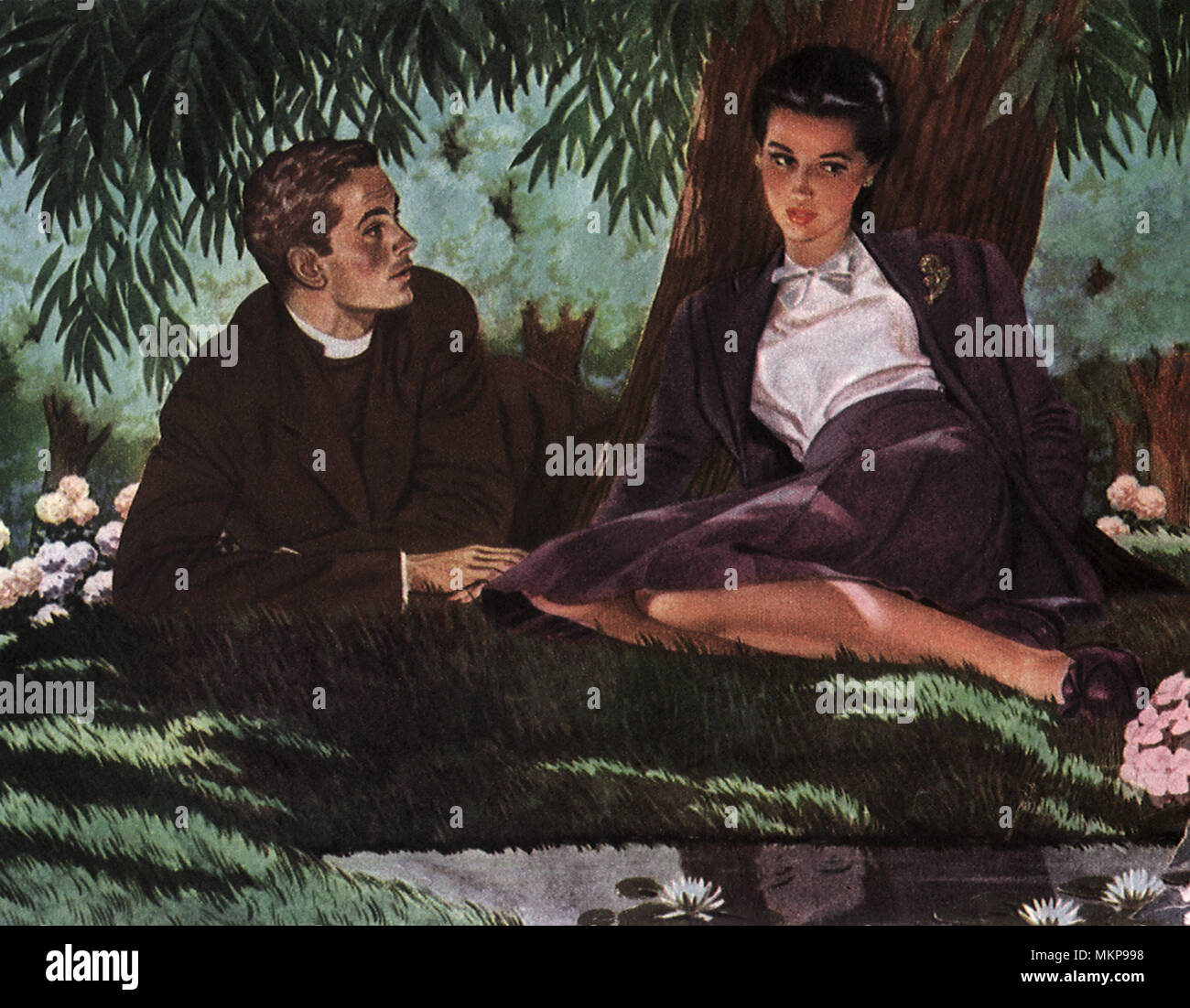 Man and Woman talk Under a Tree Stock Photo - Alamy
