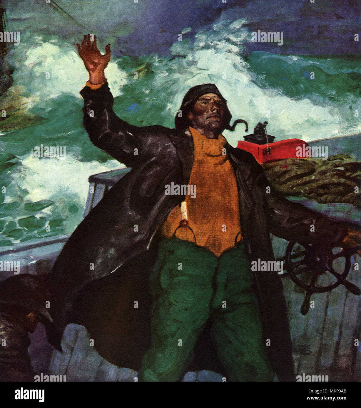 Old Sea Captain In Storm