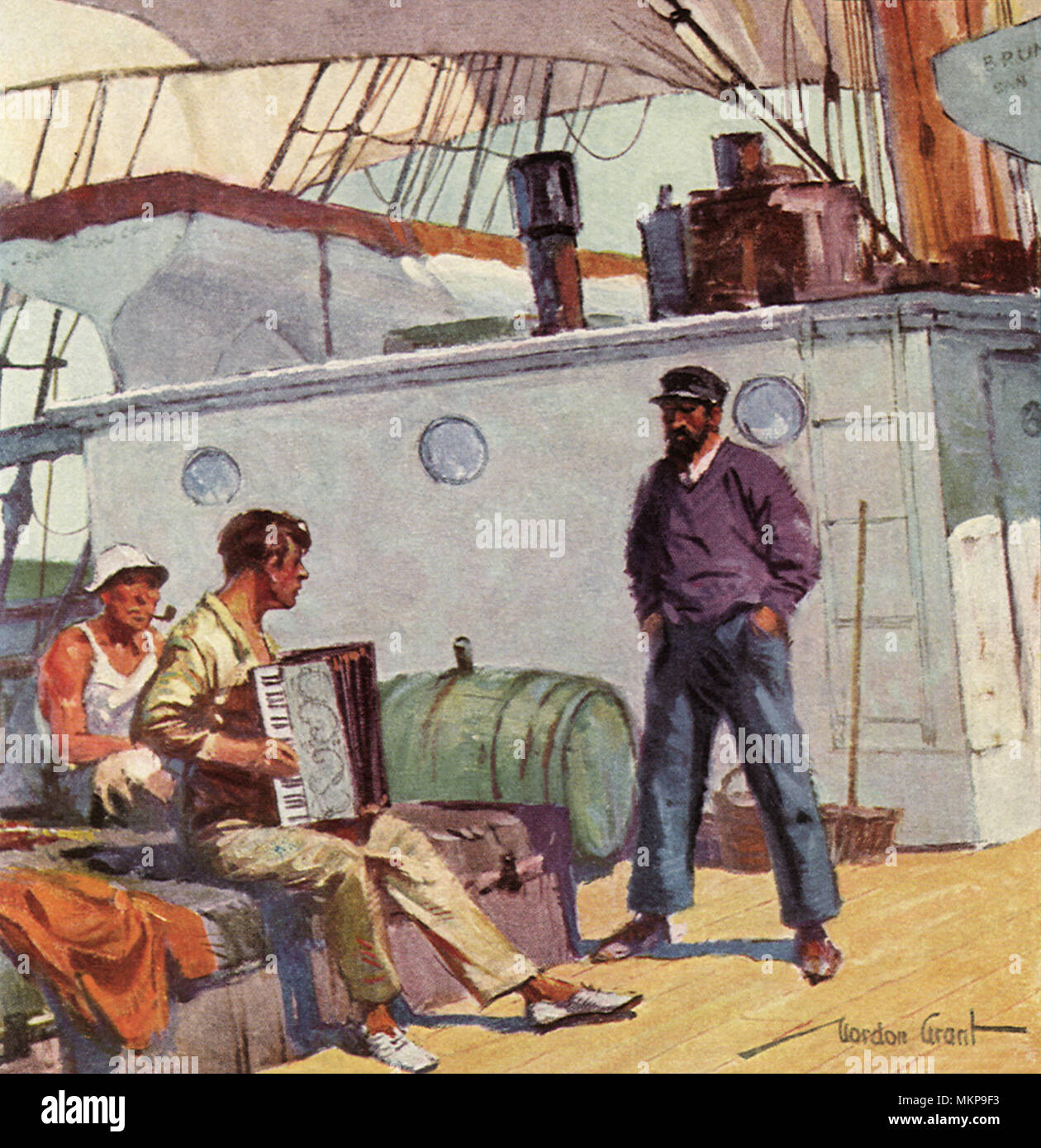 Sailor plays Accordion on Ship Stock Photo - Alamy