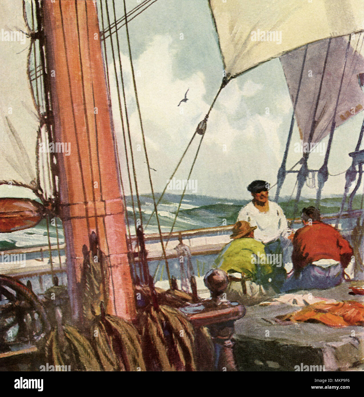 Three Sailors on a Ship Stock Photo - Alamy