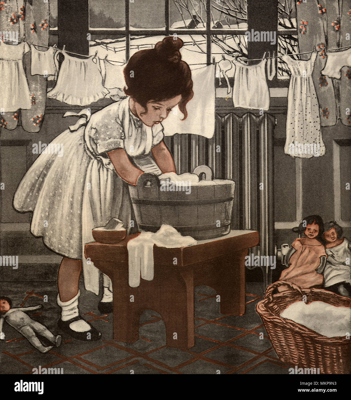 Girl washing Clothes Stock Photo - Alamy