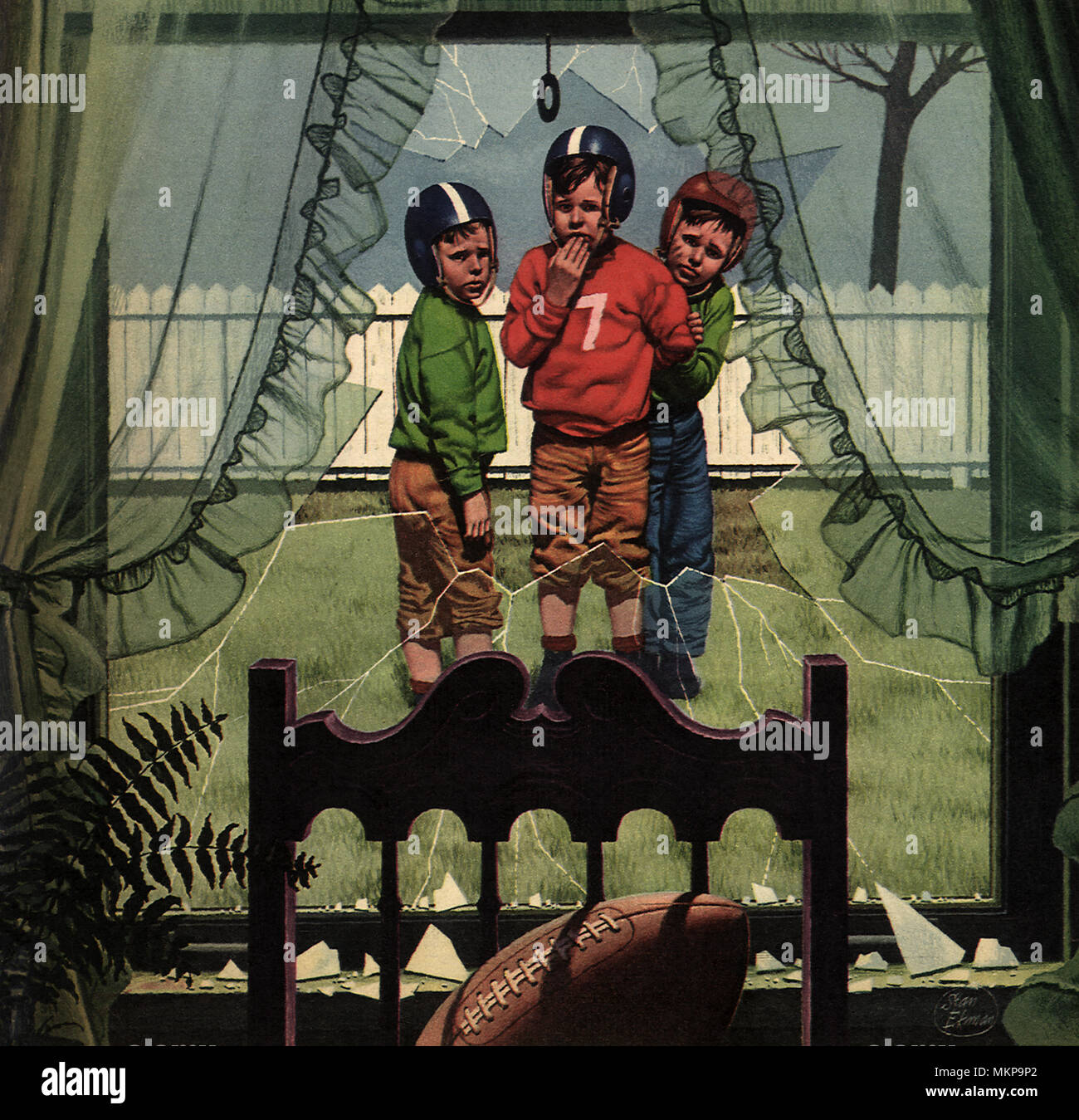 Boys football broken window hi-res stock photography and images - Alamy