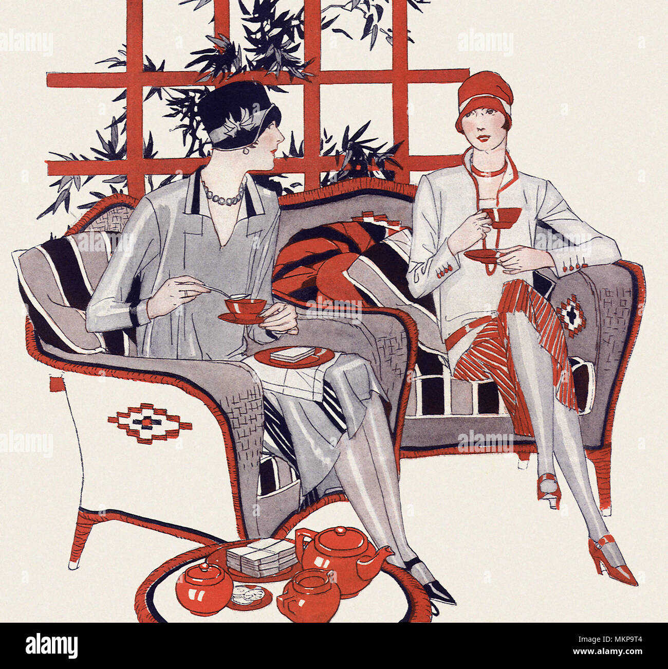 Elegant Women sip Tea Stock Photo - Alamy