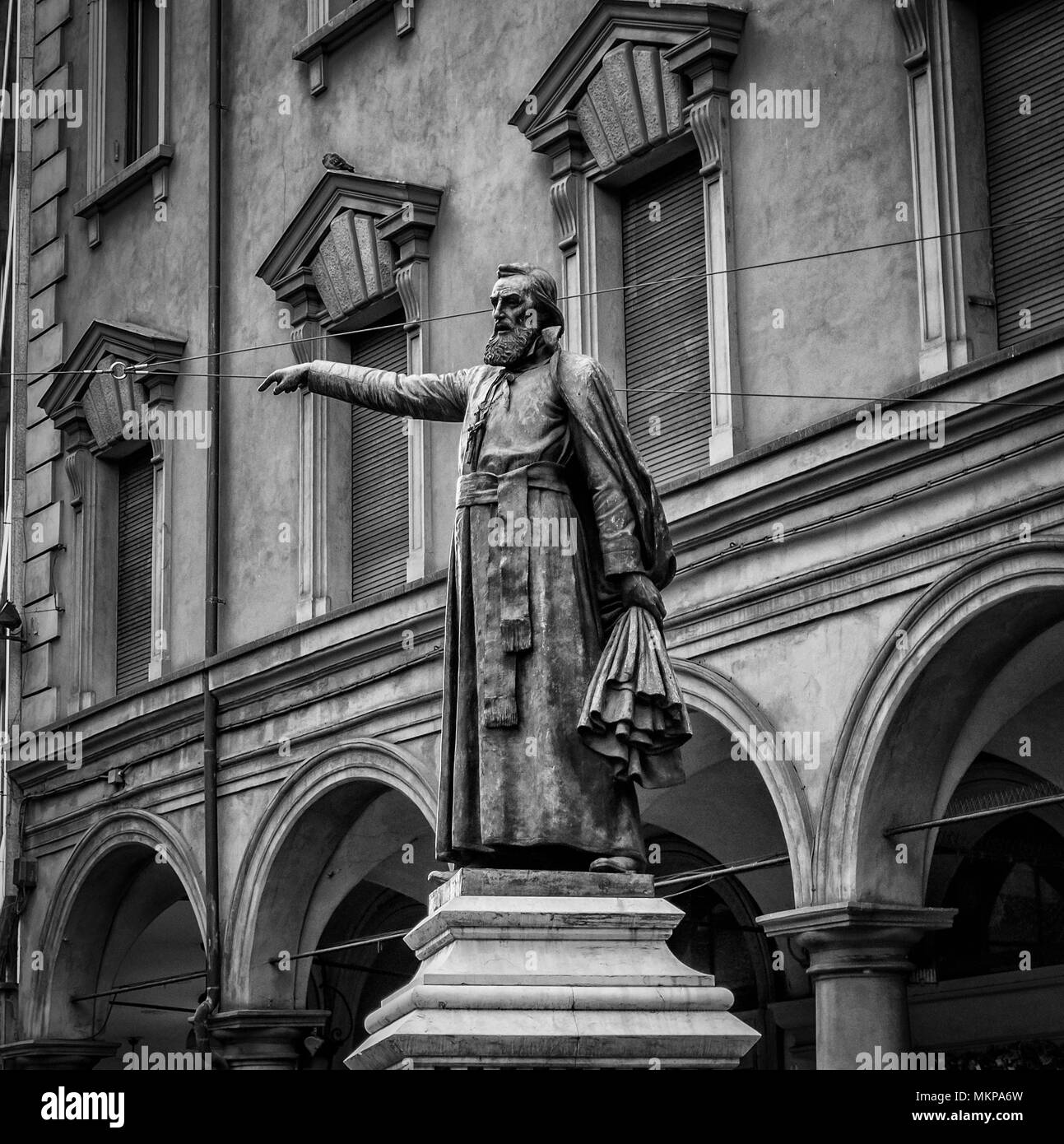 Satue of Ugo Bassi in Bologna old town - Italy - Emilia Romagna in ...