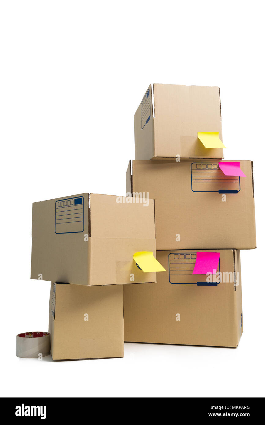 Cardboard boxes isolated on white, clipping path Stock Photo - Alamy