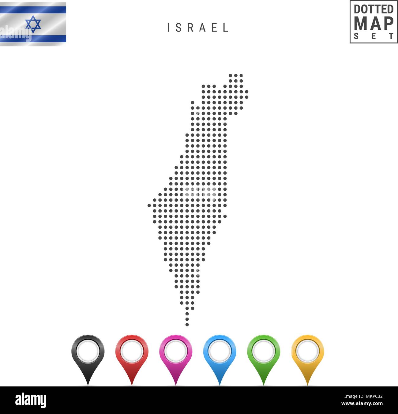 Vector Dotted Map of Israel. Simple Silhouette of Israel. The National ...