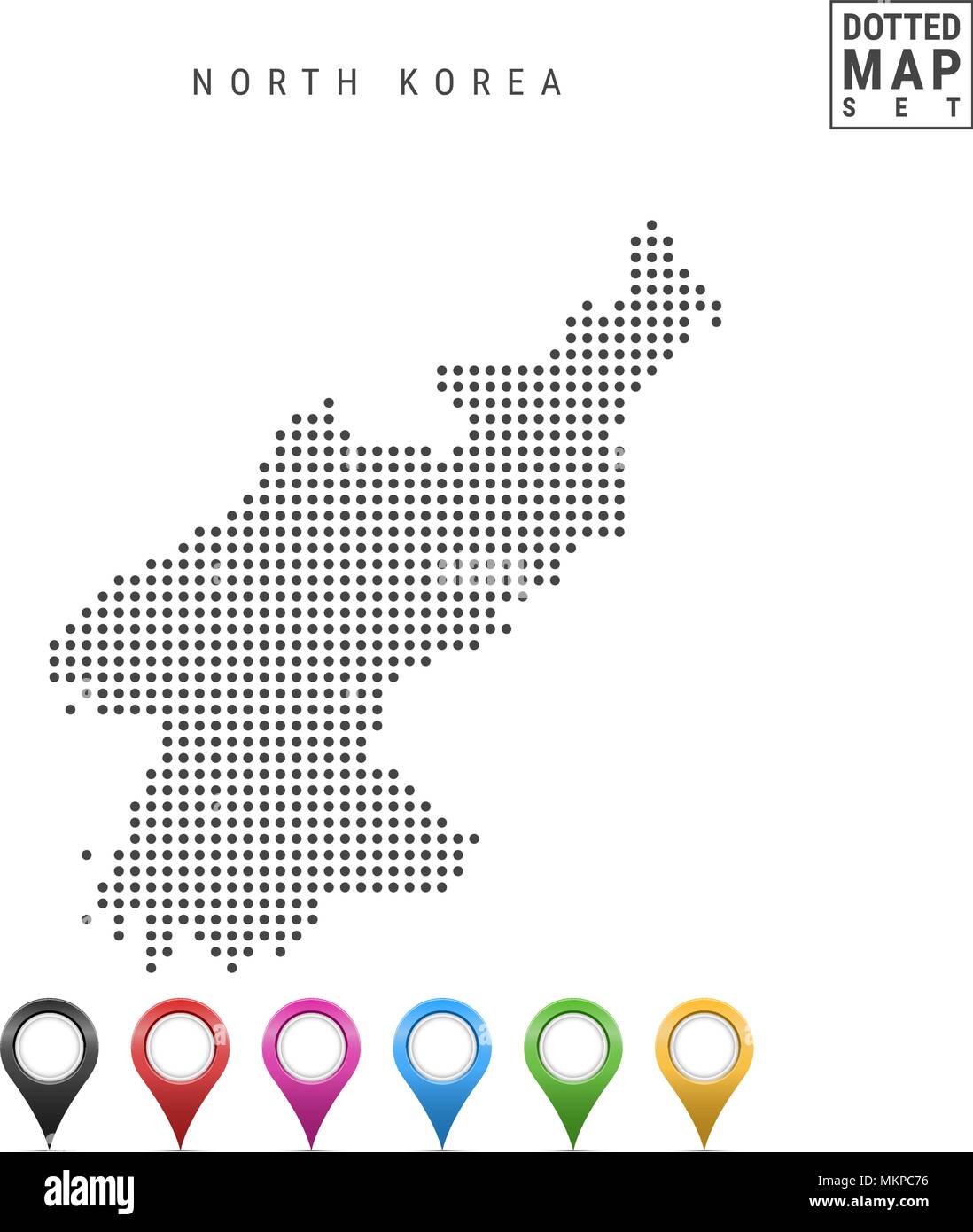 Vector Dotted Map of North Korea. Simple Silhouette of North Korea. Set ...