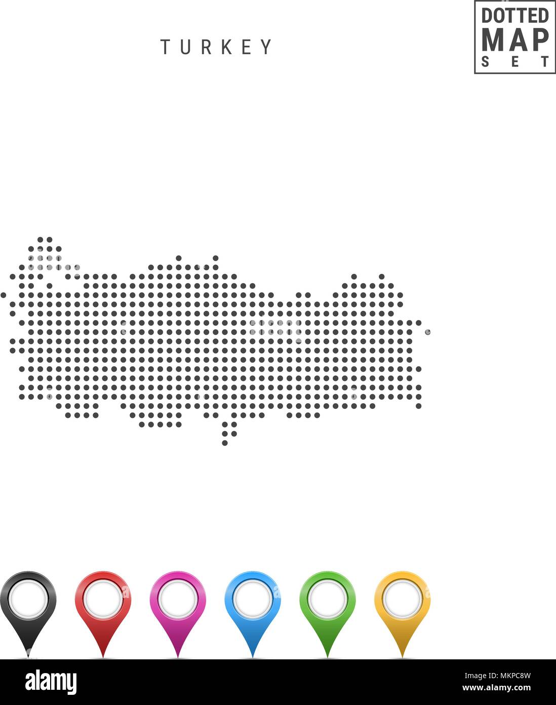 Vector Dotted Map of Turkey. Simple Silhouette of Turkey. Set of ...