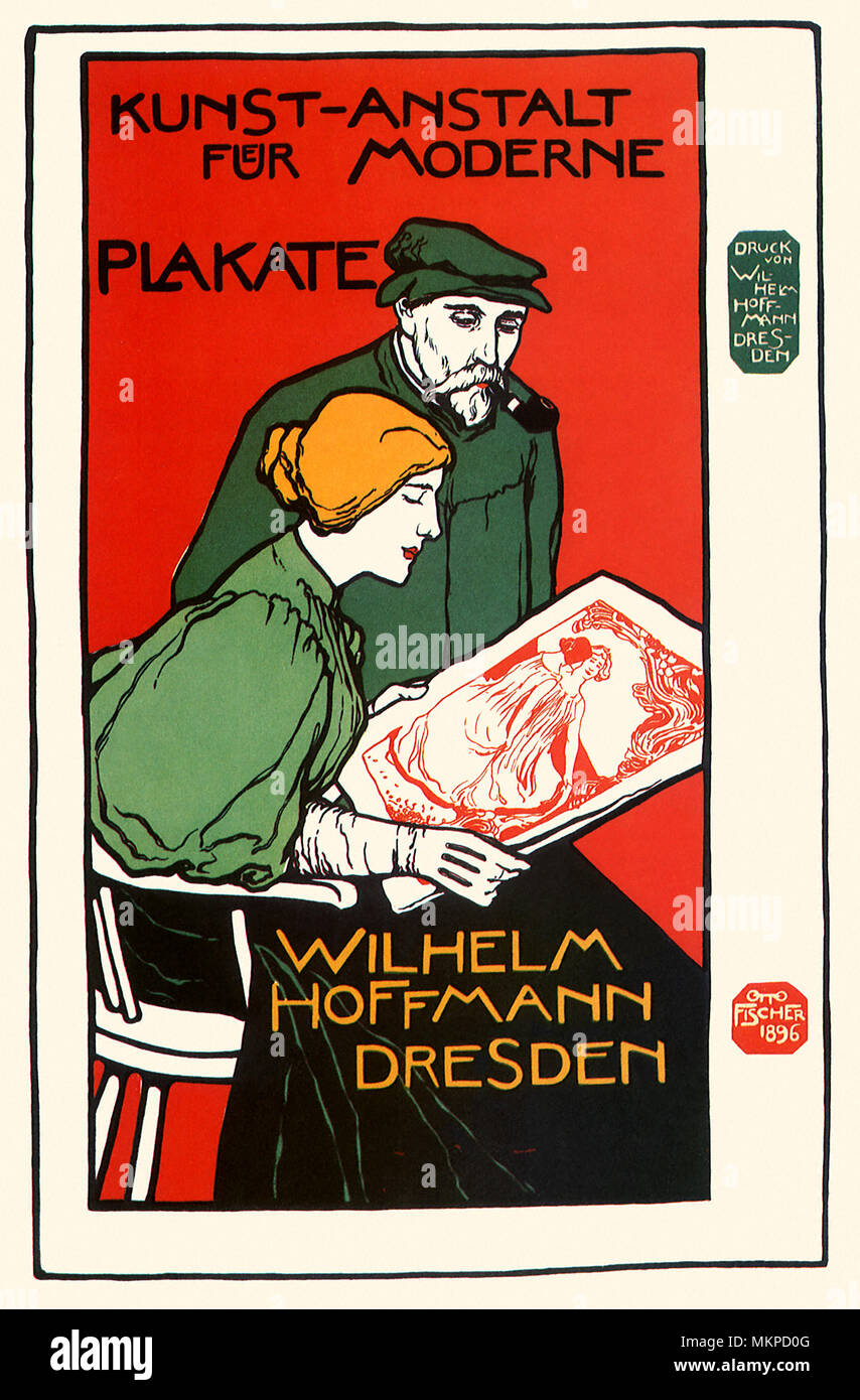 Man and Woman look at Poster Stock Photo - Alamy