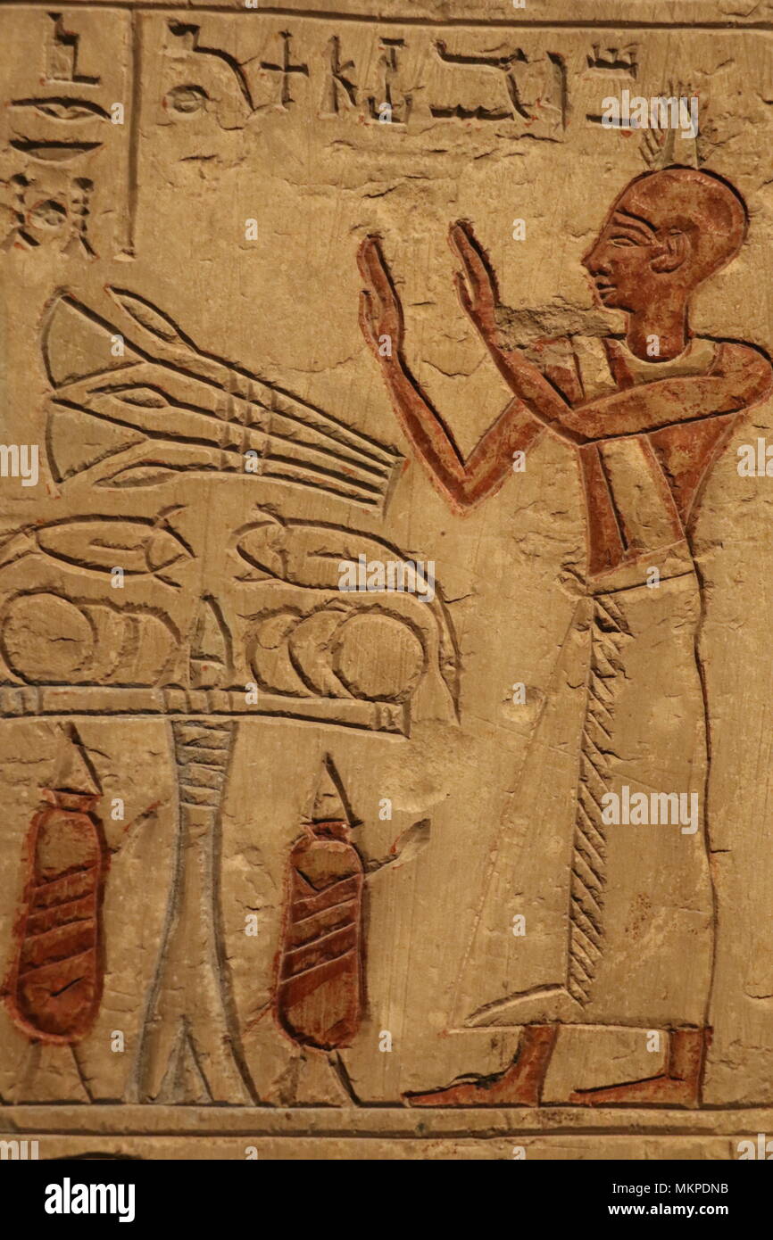 Egyptian stele at the Kunsthistorisches Museum in Vienna Stock Photo ...