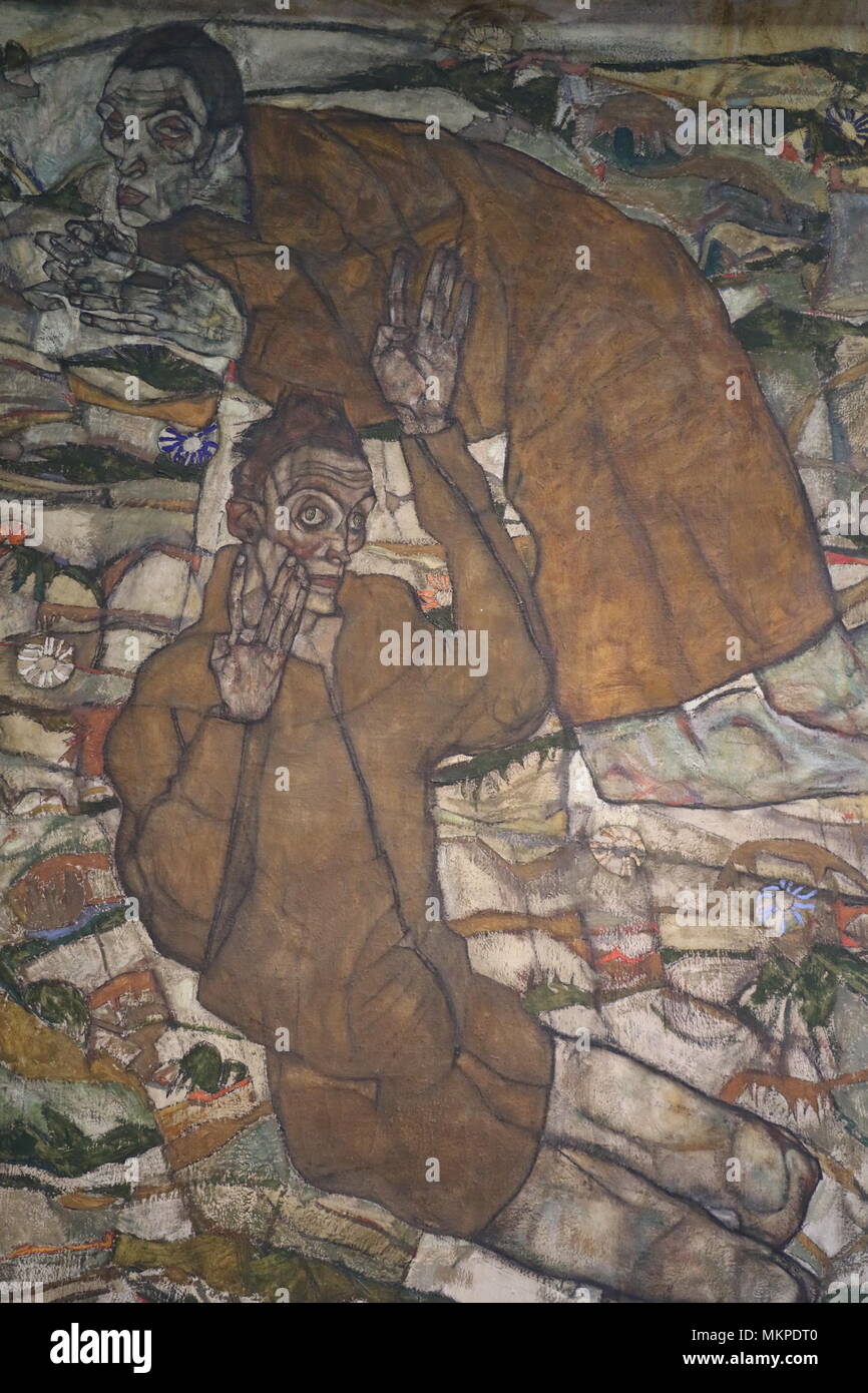 ‘Levitation (The Blind II)’. Oil, opaque color on canvas of Egon ...