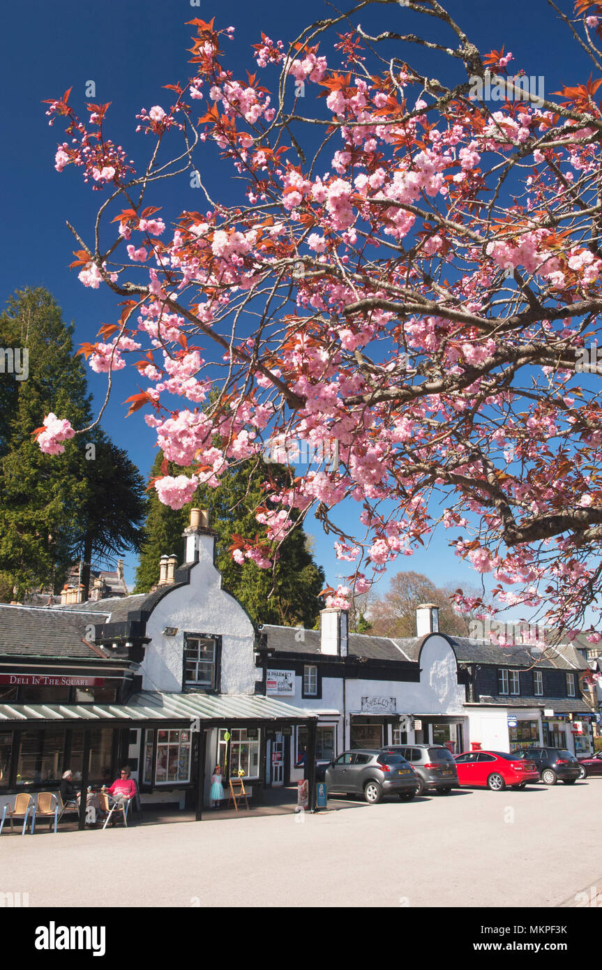 Strathpeffer village square in spring - Ross-shire, Scottish Highlands ...