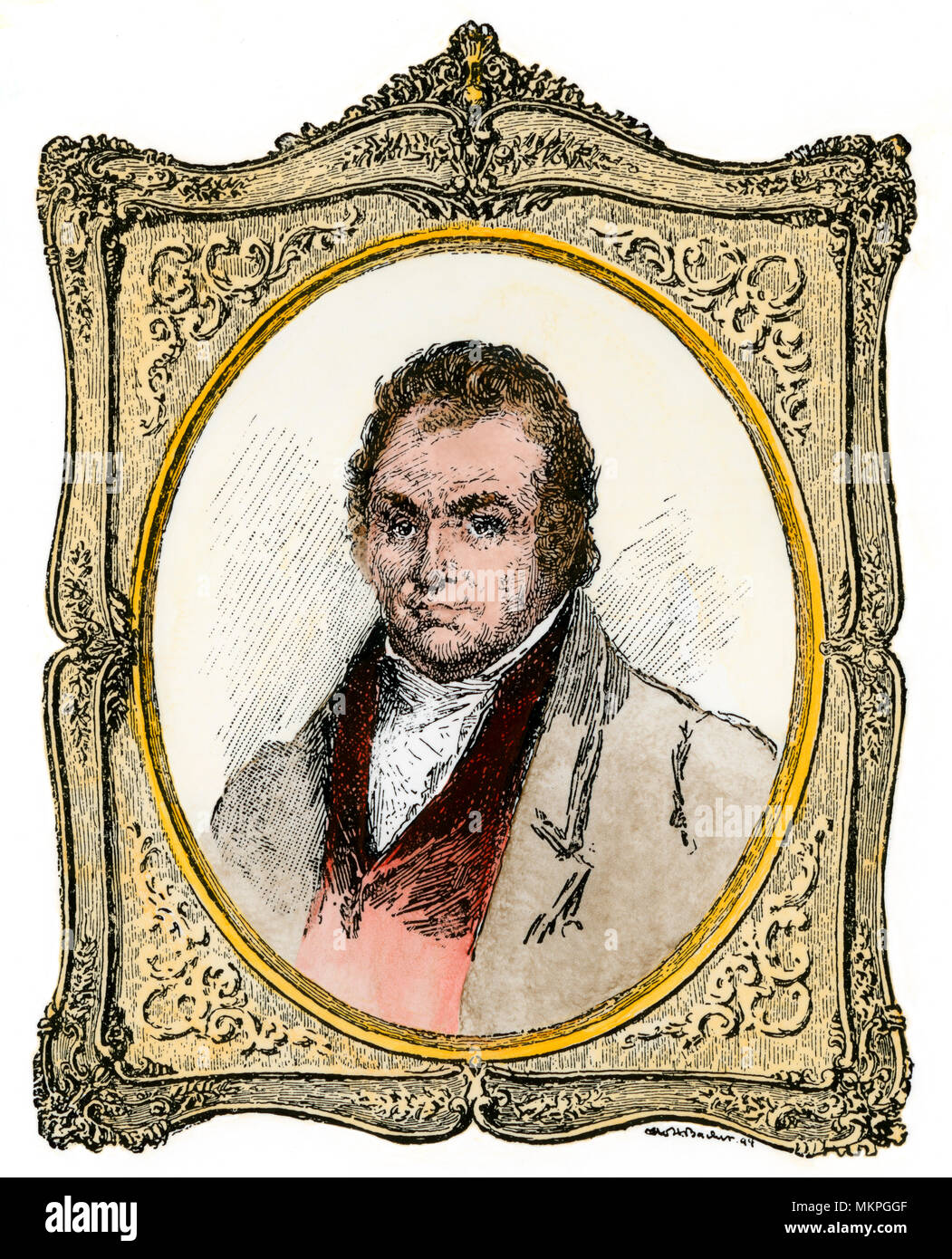 James Geddes, surveyor and engineer for the Erie Canal. Hand-colored ...