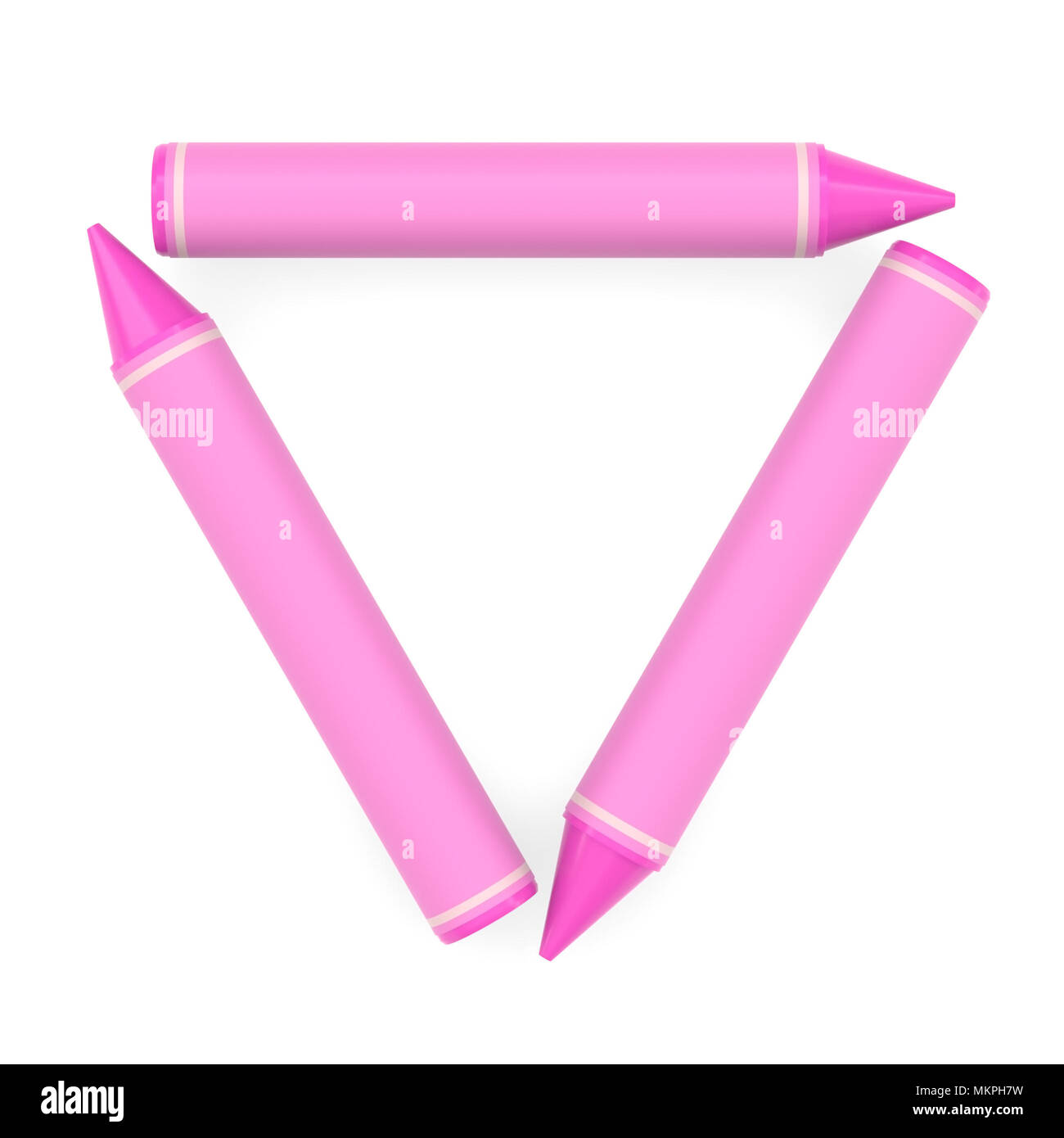 Pink wax crayon font set symbol - triangle or nabla shape on white ...