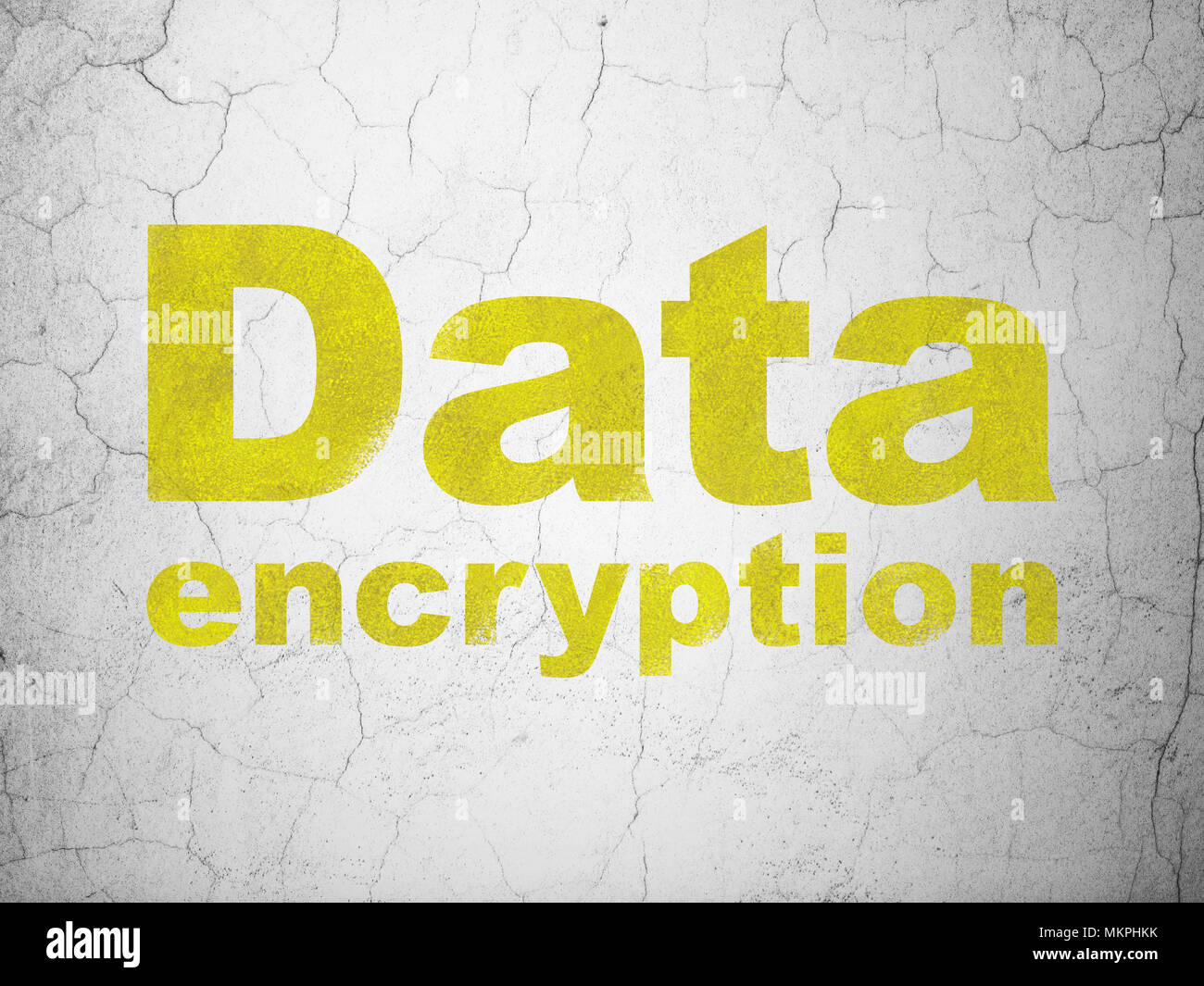 Safety concept: Yellow Data Encryption on textured concrete wall ...