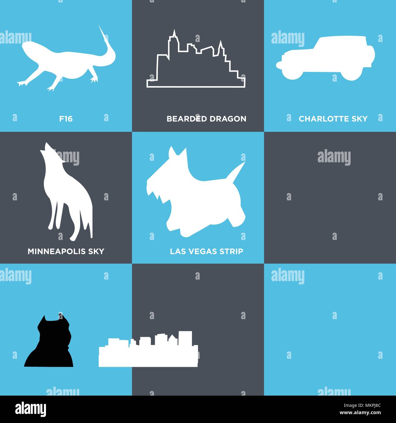 Set Of 9 simple editable icons such as dayton sky, scottie dog, howling ...