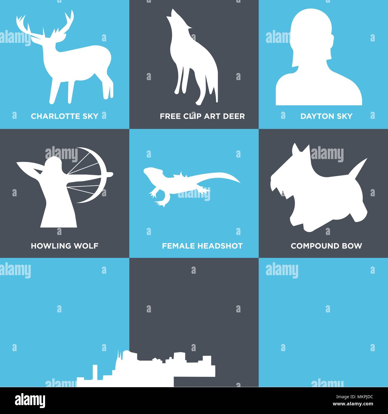 Set Of 9 simple editable icons such as scottie dog, sf sky, bearded ...