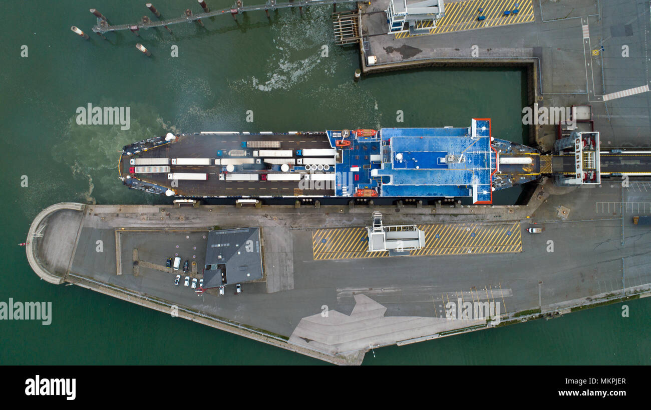 Aerial view of a ferry boat in Calais port, France Stock Photo - Alamy