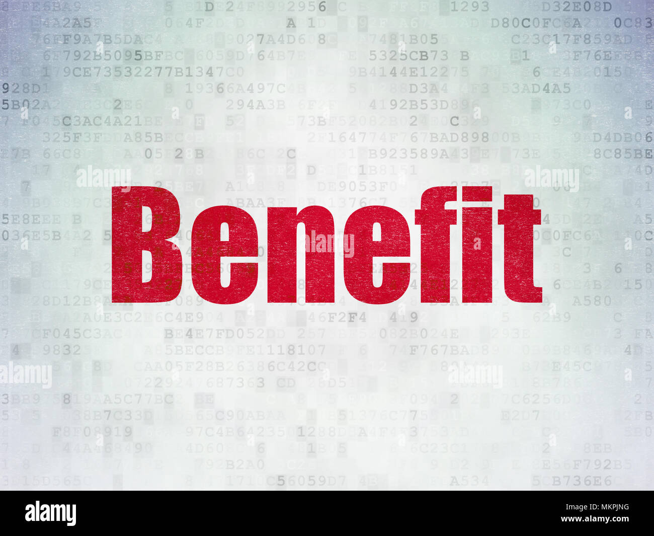 Finance concept: Painted red word Benefit on Digital Data Paper ...
