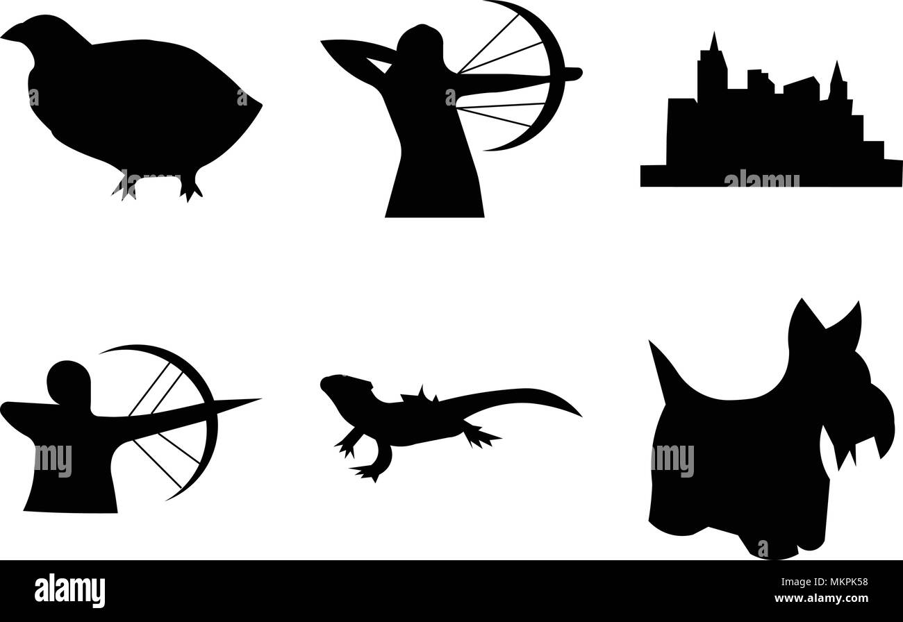 Set Of 9 simple editable icons such as scottie dog, bearded dragon ...