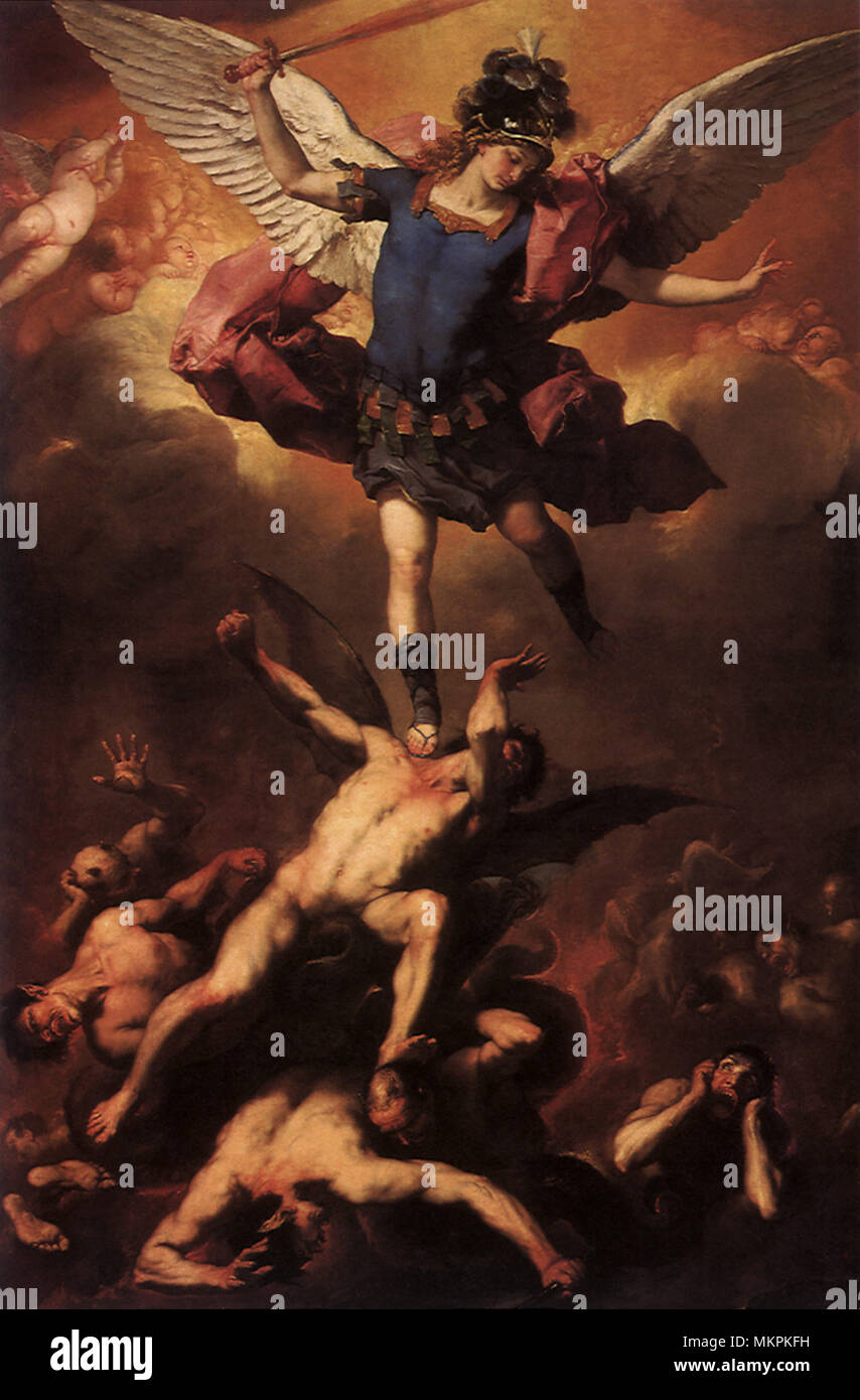 Archangel Michael Flinging the Rebel Angels into the Abyss Stock Photo ...