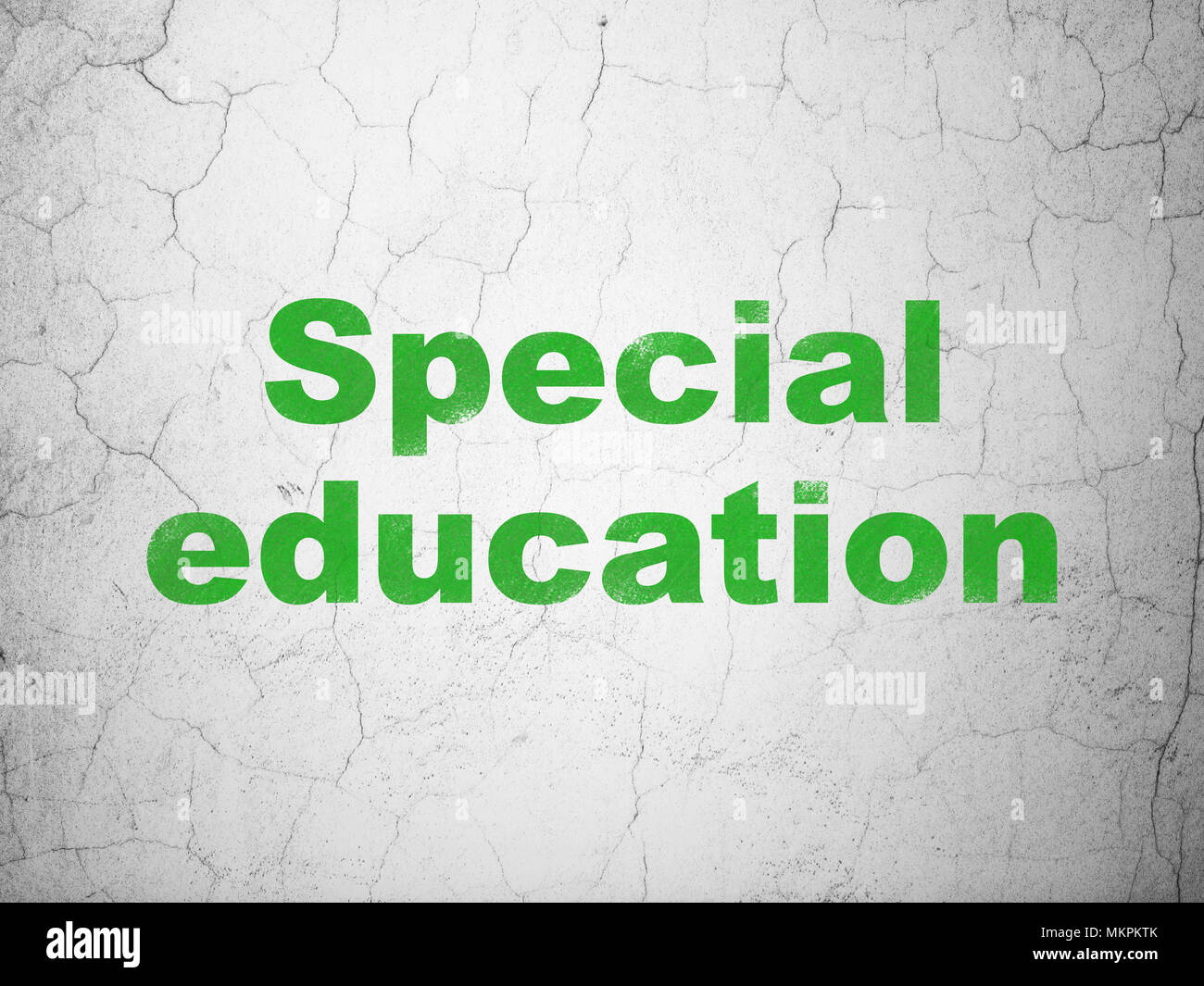 Studying concept: Green Special Education on textured concrete wall ...