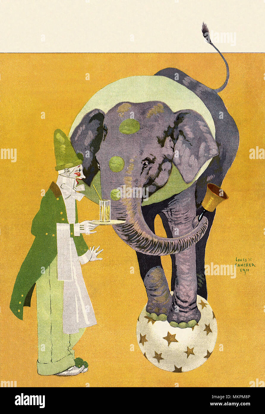 Clown serves Elephant a Drink Stock Photo - Alamy