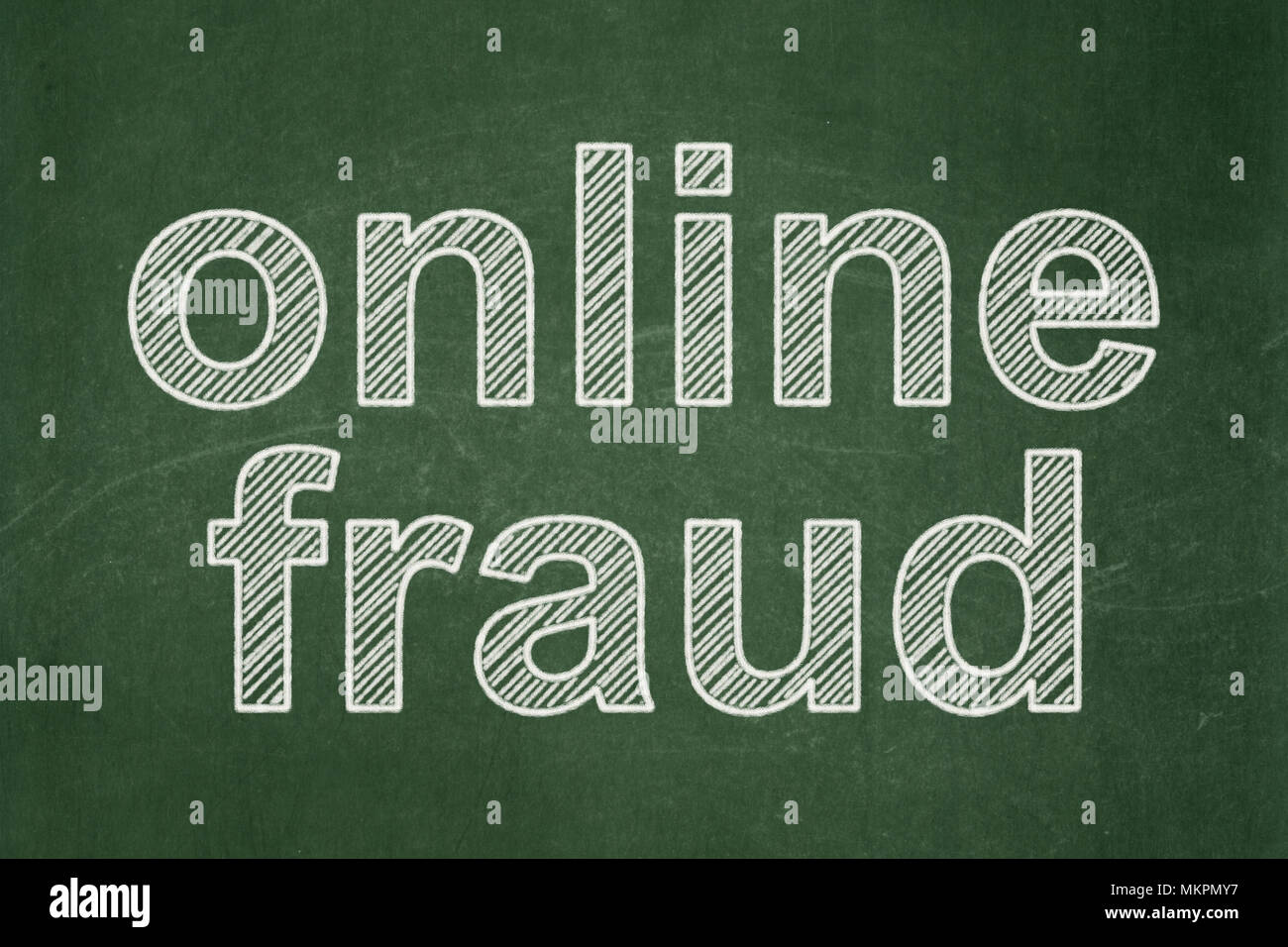 Protection concept: text Online Fraud on Green chalkboard background ...