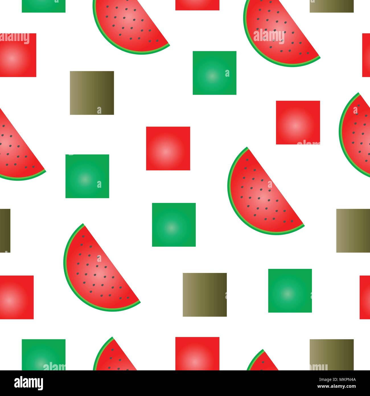 seamless pattern with watermelon slices and squares - summer texture ...