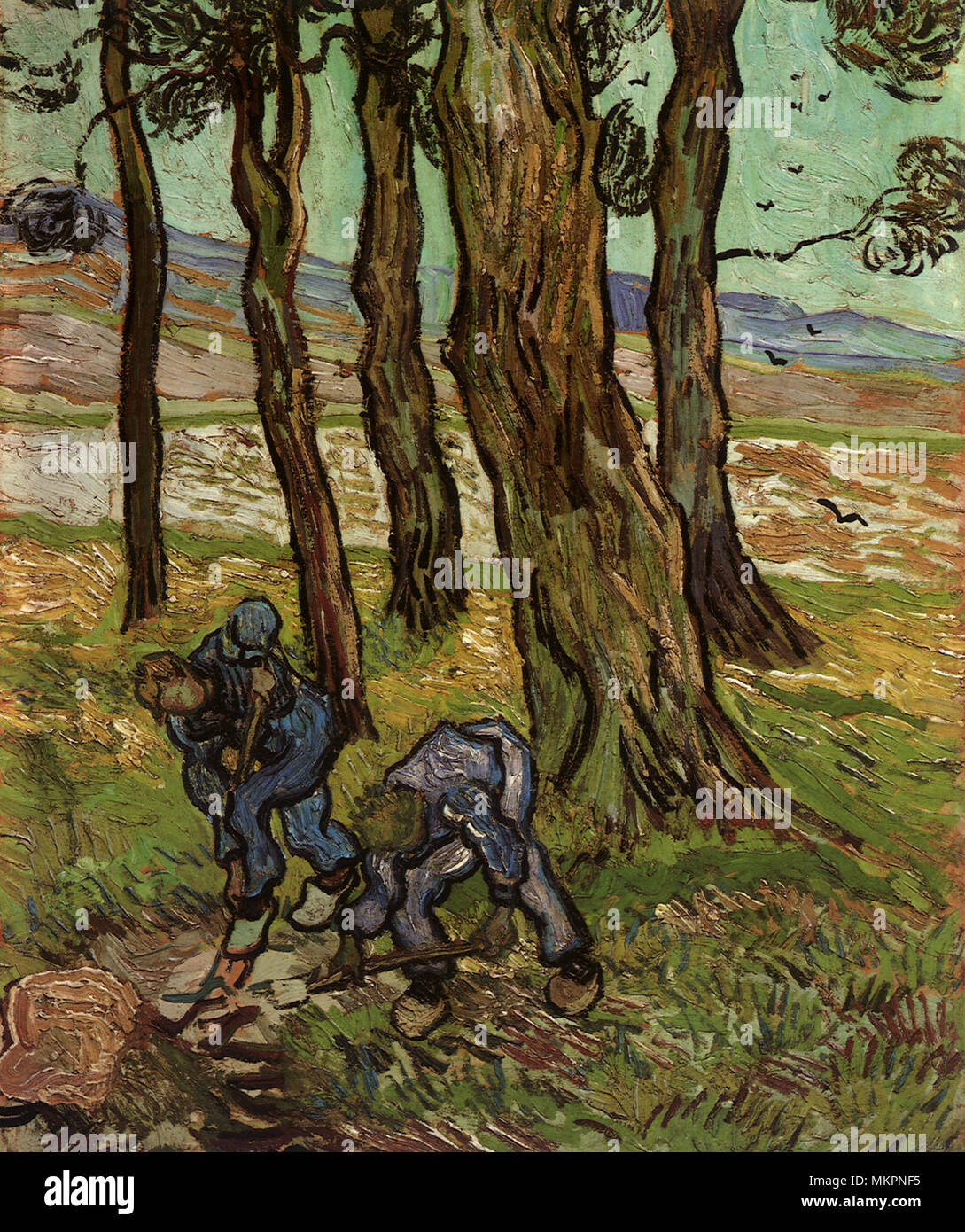 Two Diggers among Trees Stock Photo - Alamy